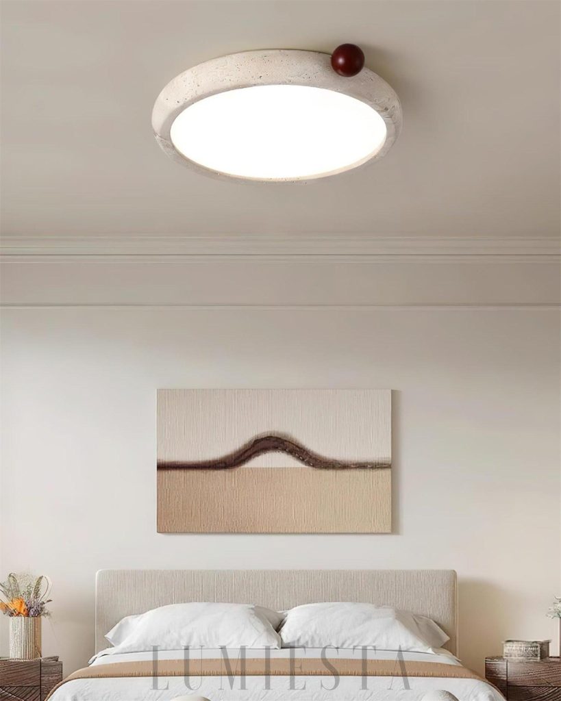 Travertine Metra Flush Mount Ceiling Lamp 58 cm Beige - Lumiesta